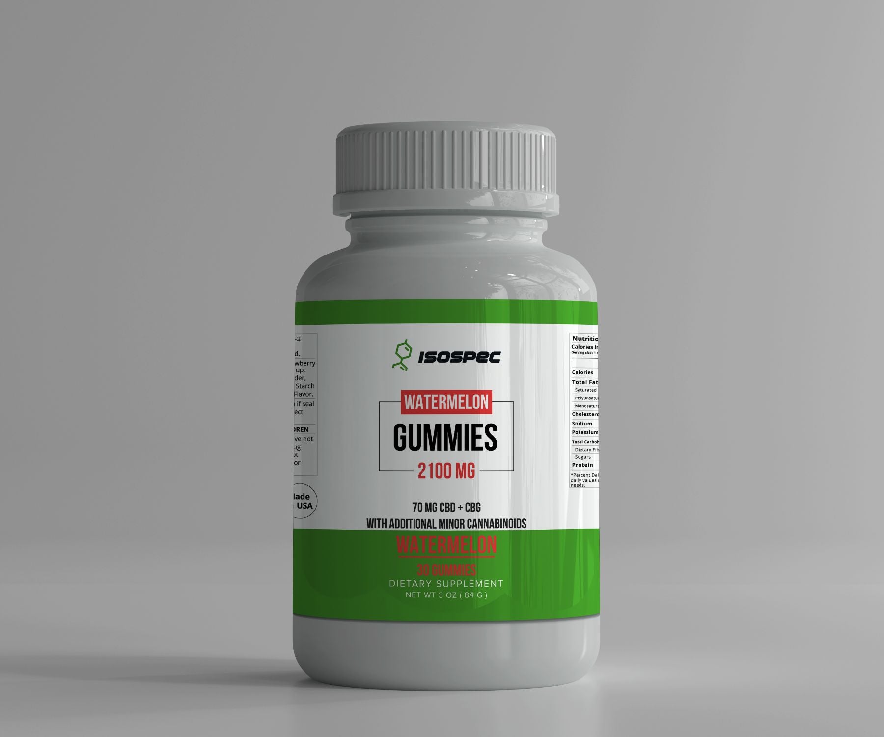 CBD + CBG Gummies (Watermelon) - 2100mg (70mg per/gummy), 30 count ...